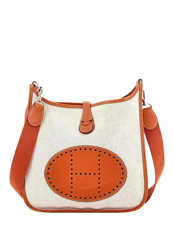 Hermès Pm Evelyne Bag Gen Iii Toile And Leather - Neutral/ Brown/ Natural