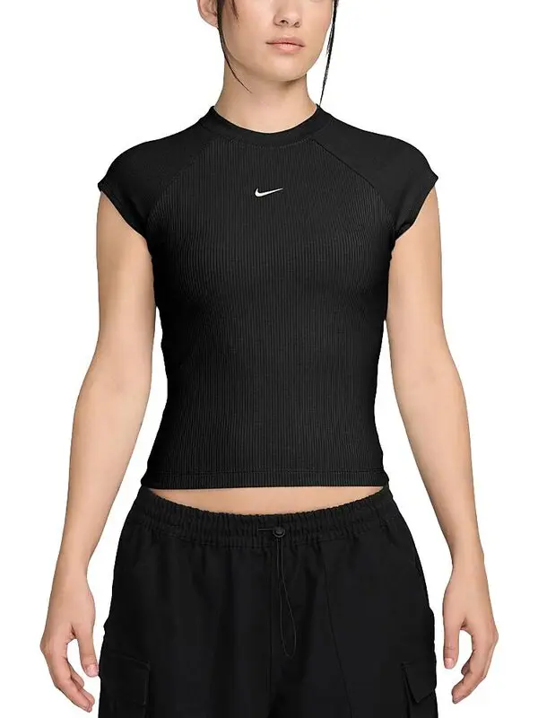 Nike Chill Knit Ribbed Top - Black Sail