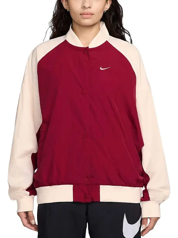 Nike Oversized Varsity Jacket - Team Crimson/chalk/chalk