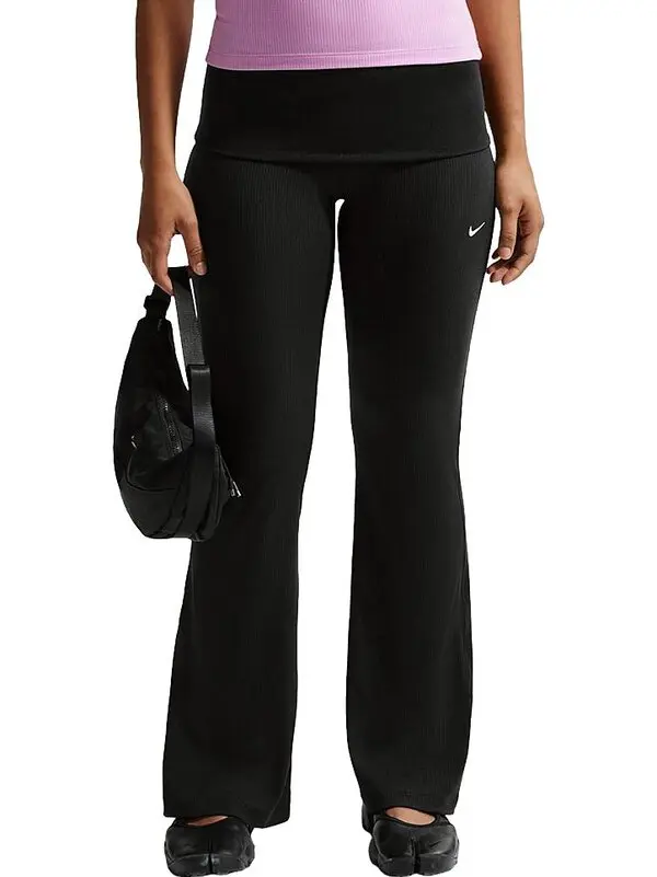 Nike Sportswear Chill Knit Mid Rise Ribbed Pants - Black Sail
