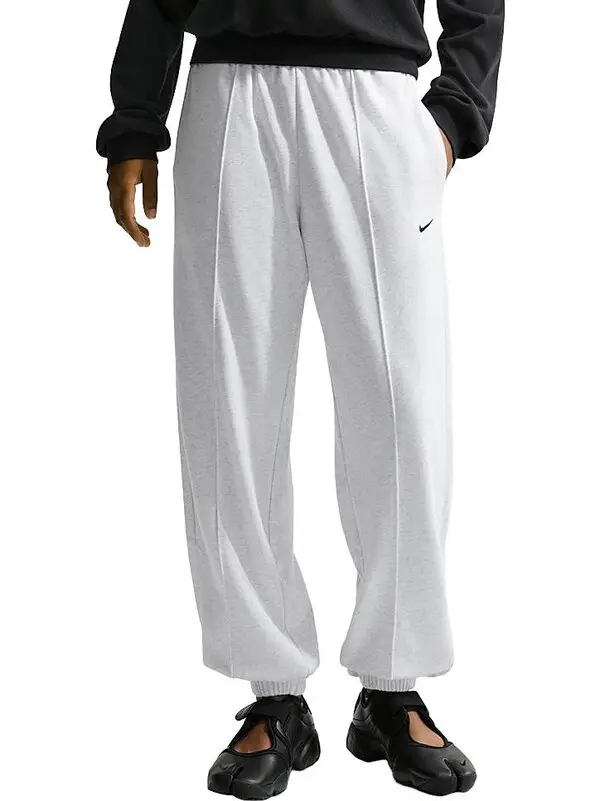 Nike Chill Terry Mid-rise French Terry Joggers - Black Heather/ Black