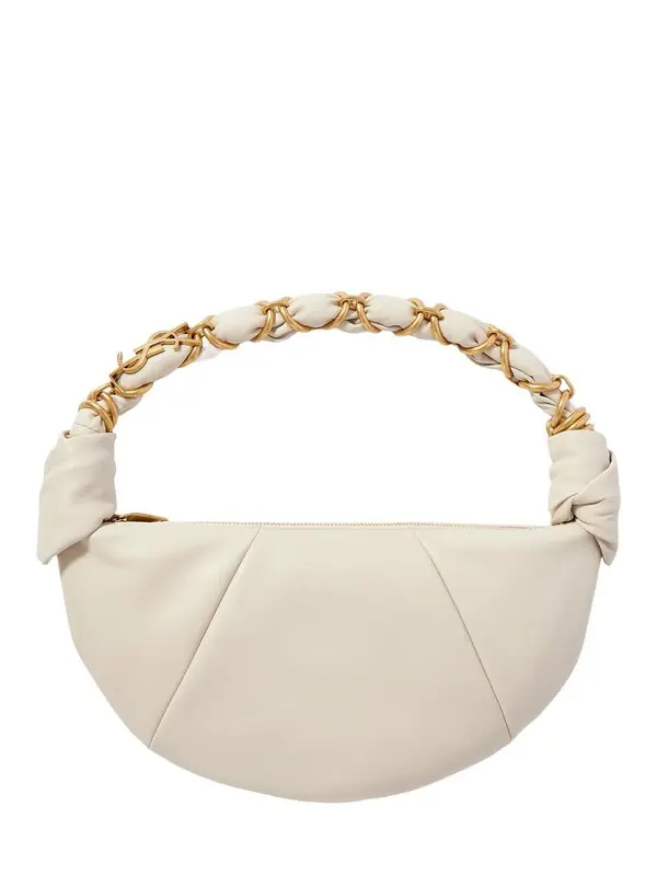 Saint Laurent Amalia Mini Embellished Leather Shoulder Bag - Cream