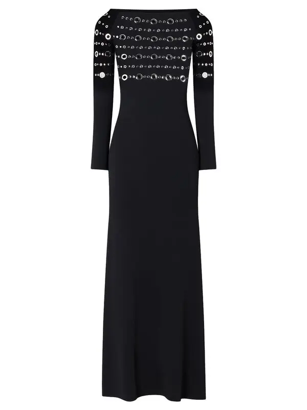 Rabanne Eyelet-embellished Jersey Midi Dress - Black