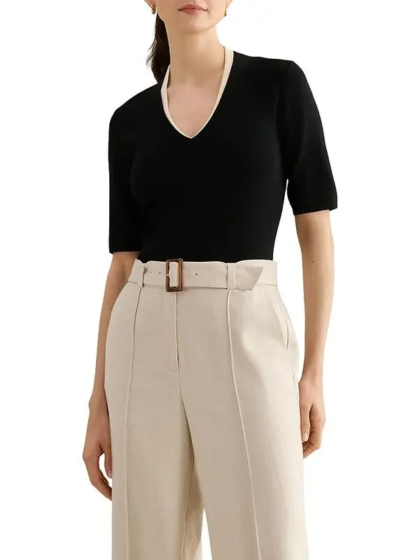 HOBBS LONDON Scarlett Slim Top - Black Cream