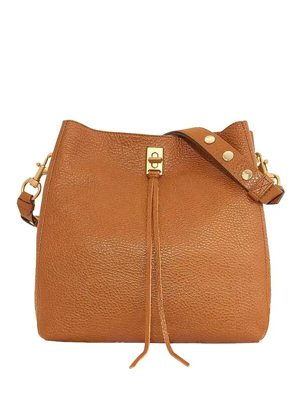 Rebecca Minkoff Darren Medium Brown Pebbled Leather Shoulder Bag - Caramello