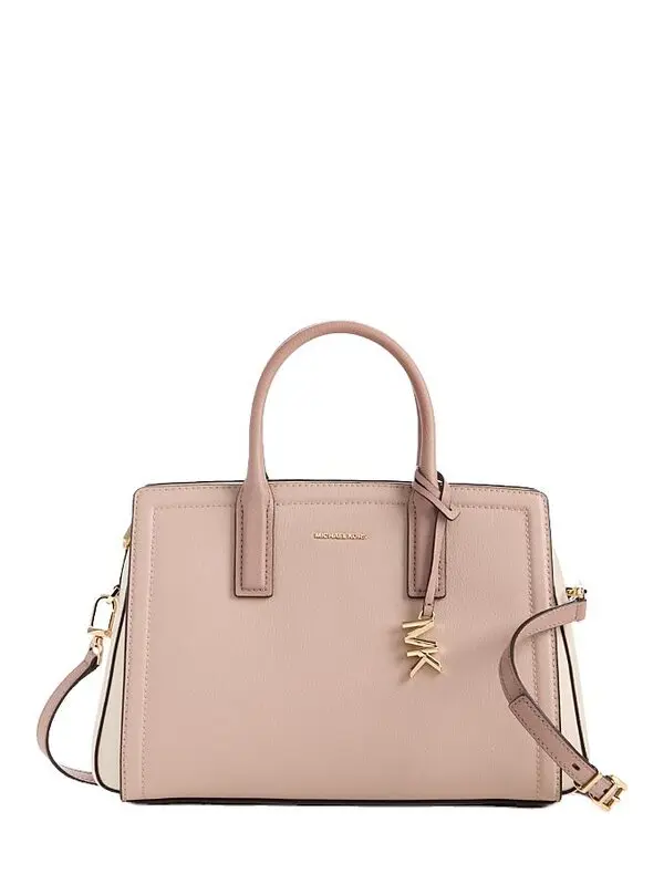 Michael Kors Laila Medium Leather Satchel - Tan