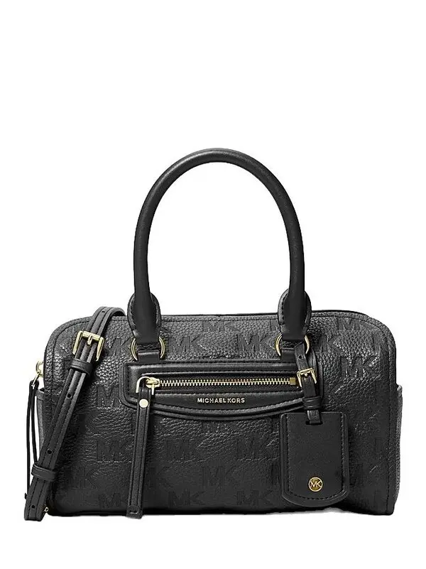 Michael Kors Jet Set Travel Extra Small Logo Embossed Leather Duffle Bag - Black