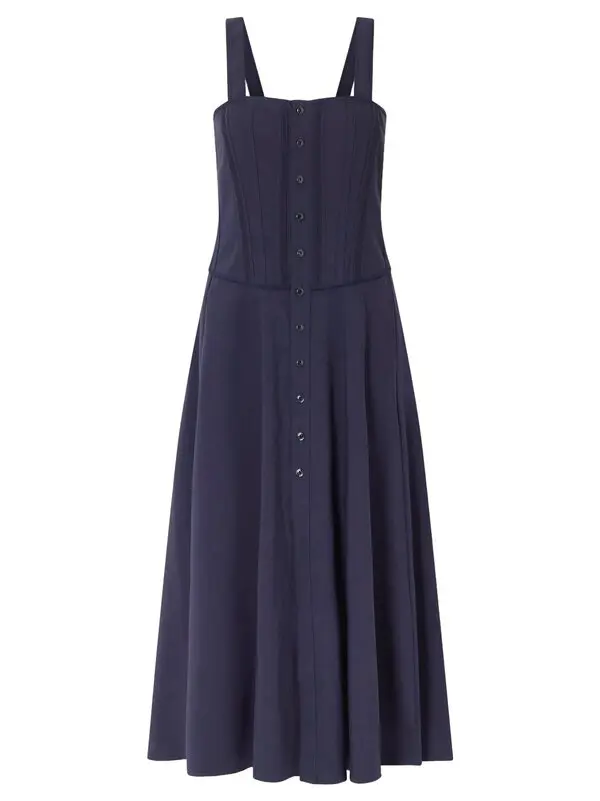 Ralph Lauren Sophee Pintucked Midi Dress - Blue