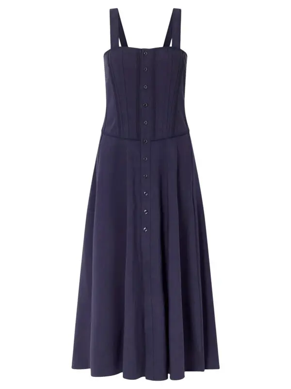 Ralph Lauren Sophee Pintucked Midi Dress - Blue