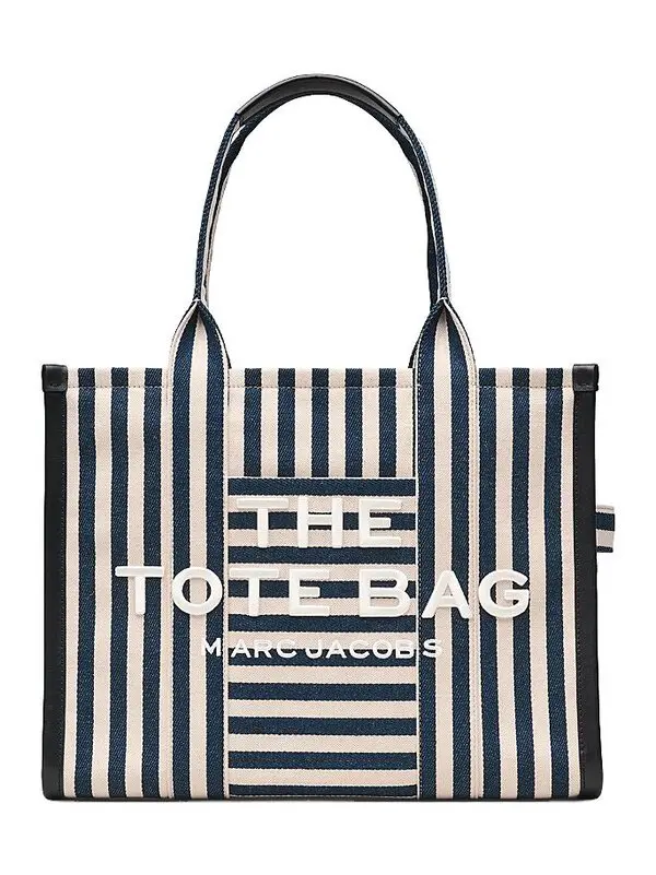 Marc Jacobs The Large Stripe Canvas Tote Bag - Blue Sea Moss