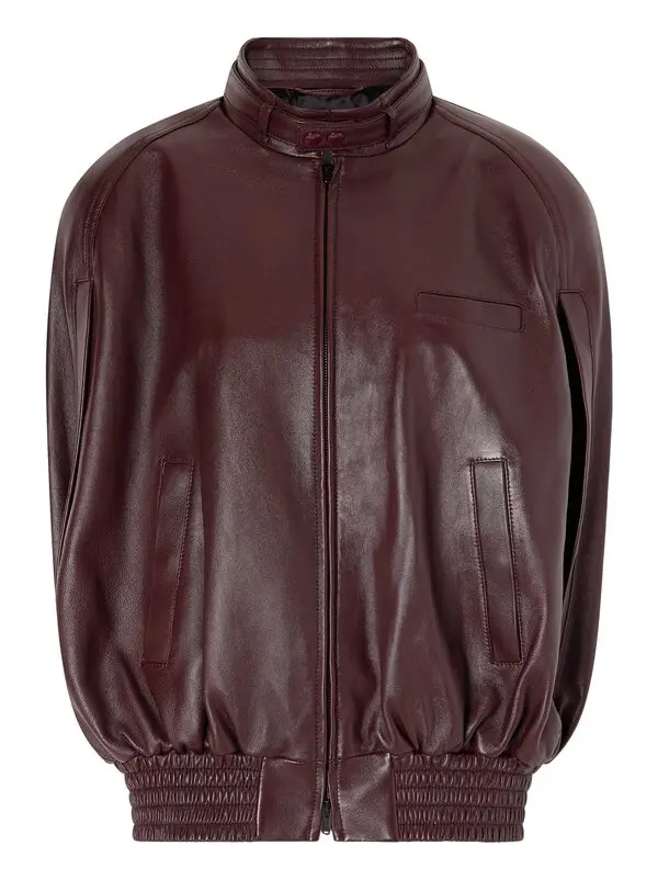 Phoebe Philo Sleeveless Leather Cape Bomber Jacket - Burgundy