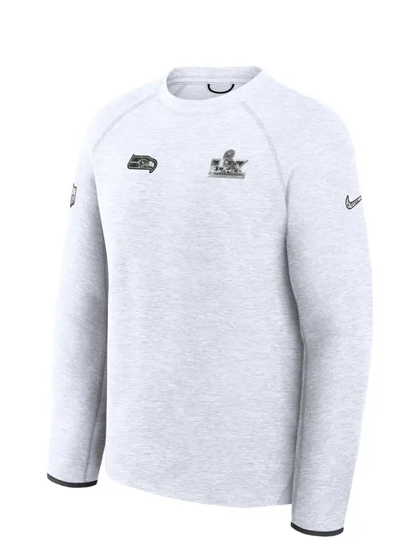 Nike Seattle Seahawks Super Bowl Lx Opening Night Tech Fleece Nfl Pullover Crew - Grey