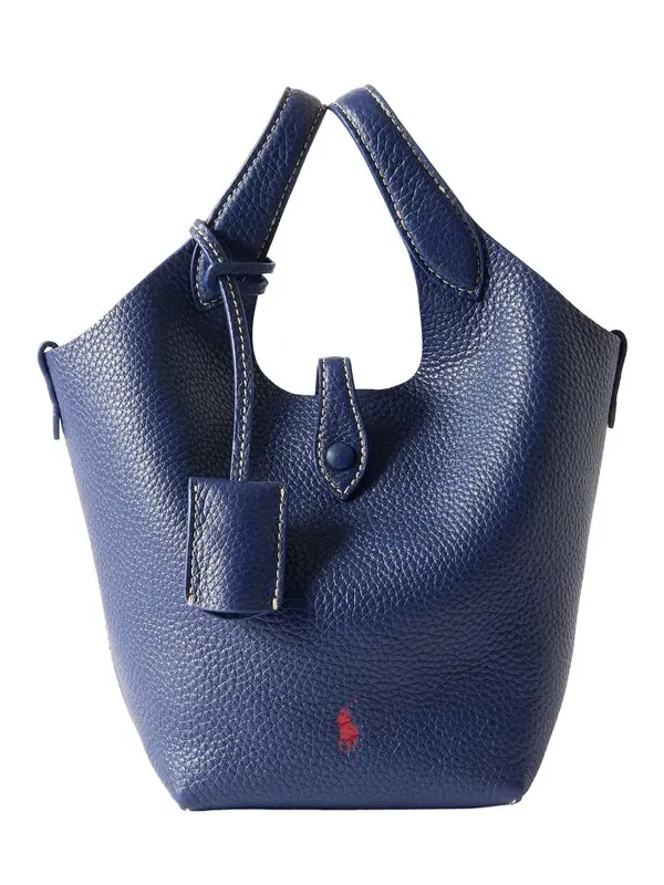 Polo Ralph Lauren Polo Play Small Textured-leather Tote - Royal Blue