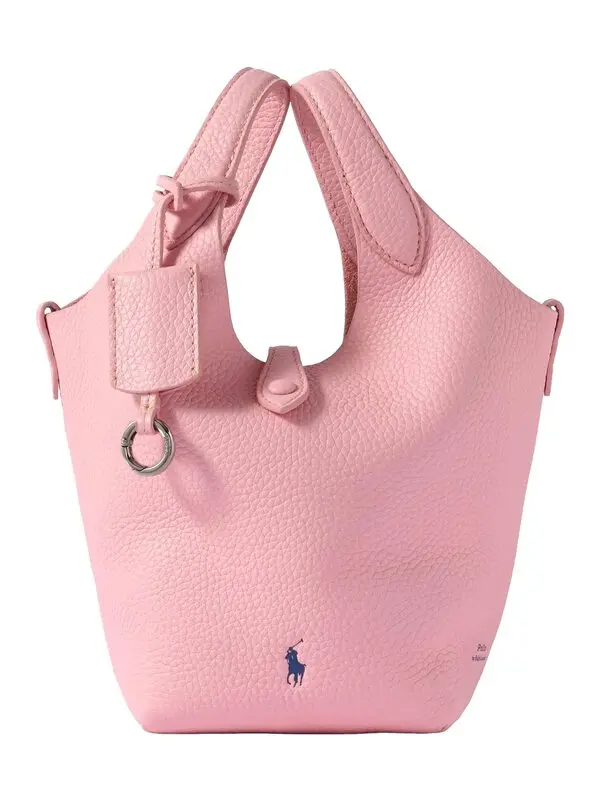 Polo Ralph Lauren Polo Play Logo-embroidered Full-grain Leather Tote - Baby Pink