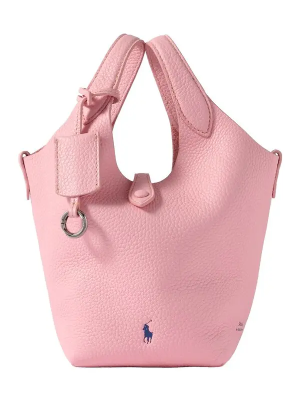 Polo Ralph Lauren Polo Play Logo-embroidered Full-grain Leather Tote - Pink