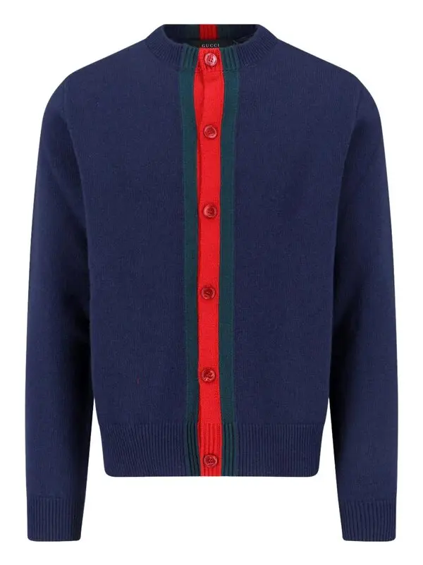 Gucci Web Wool Cardigan - Blue