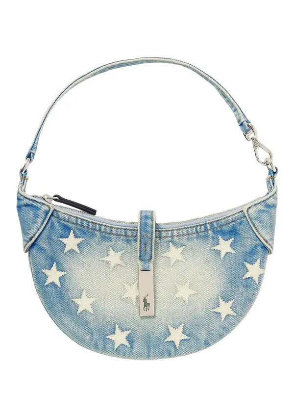 Polo Ralph Lauren Polo Id Embroidered Denim Shoulder Bag - Blue