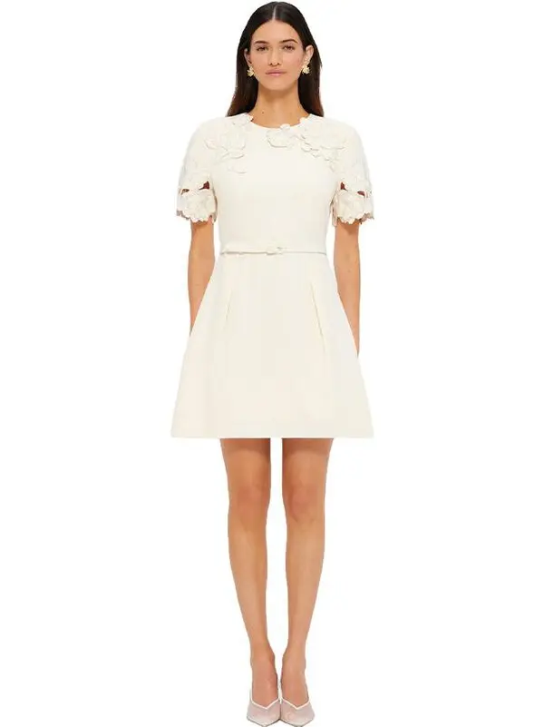 LEO LIN Aurelie Appliqué Mini Dress - Cream