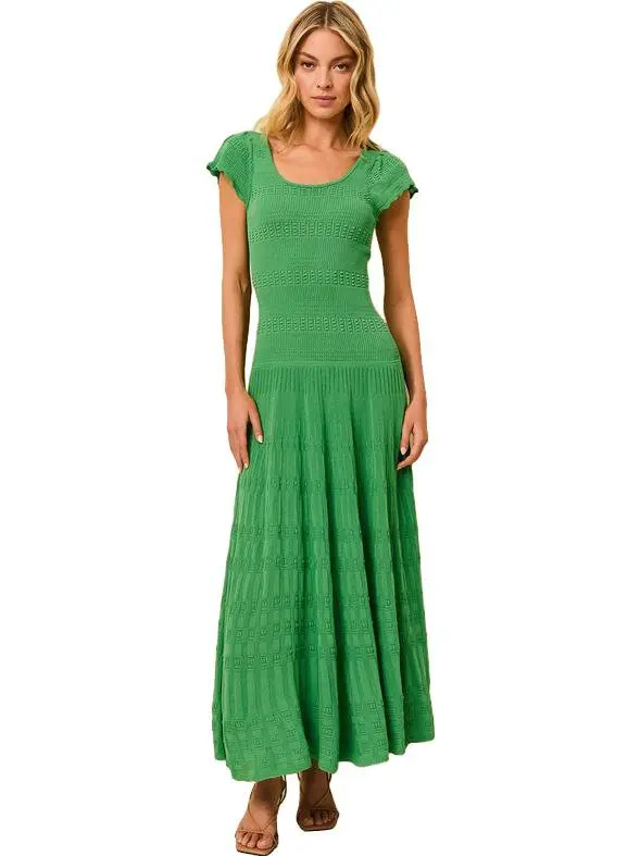 Solid & Striped Belle Pointelle Lace Knit Maxi Dress - Green