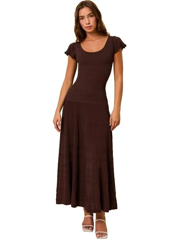 Solid & Striped Belle Pointelle Lace Knit Maxi Dress - Brown