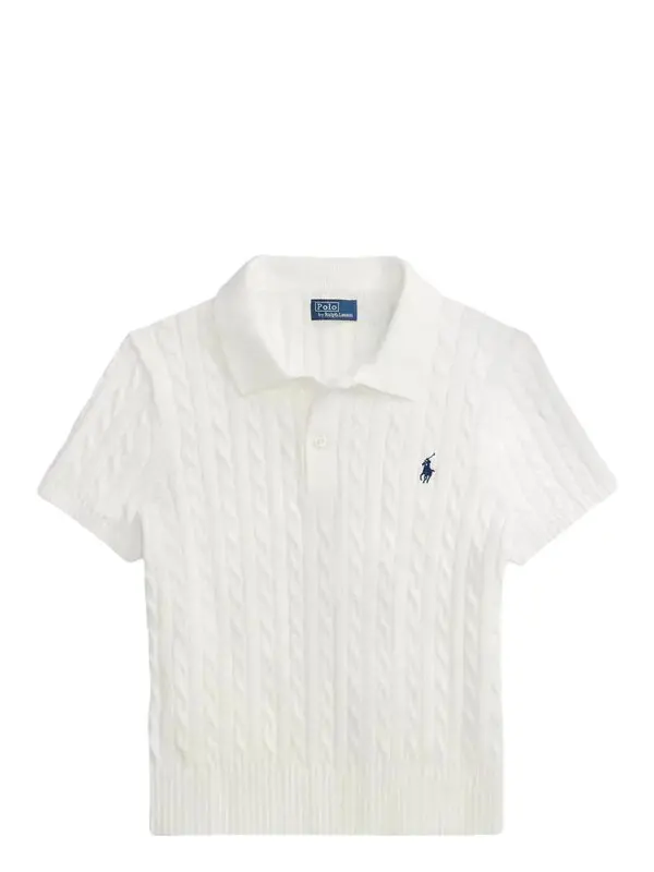 Polo Ralph Lauren Cropped Cable-knit Polo Shirt - White