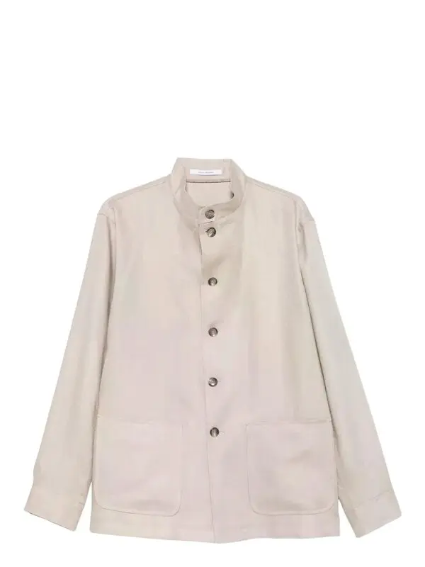 Tagliatore Stand Collar Button-up Shirt Jacket - Neutrals