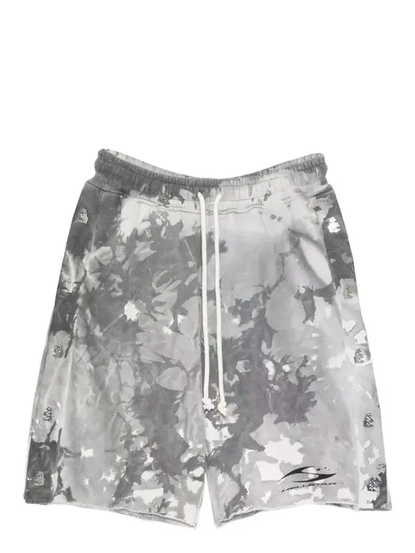 HELLSTAR Embellishment Tie-dye Shorts - Grey