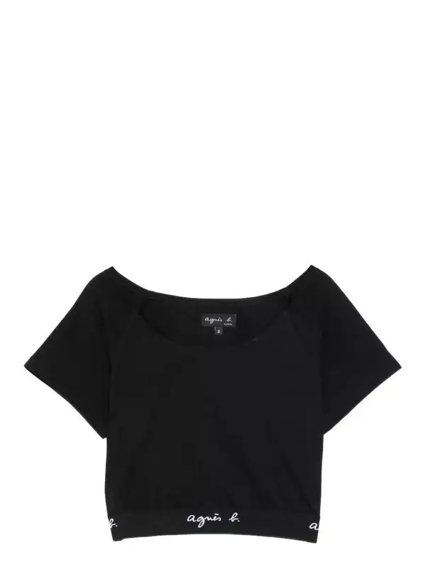 AGNES B. Cropped Short-sleeve T-shirt - Black