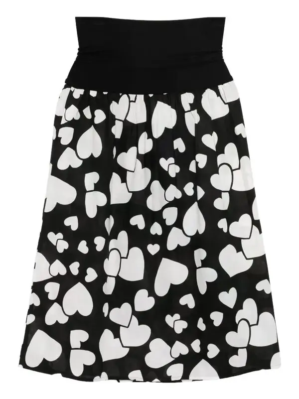 AGNES B. Heart Print Skirt - Black