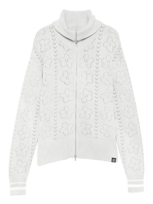 AGNES B. Openwork Zip Cardigan - Blue