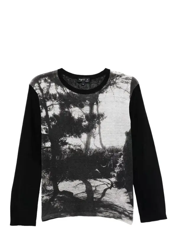 AGNES B. Photoprint Sweater - Black