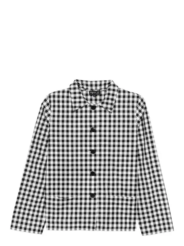 AGNES B. Gingham Long-sleeve Top - Black
