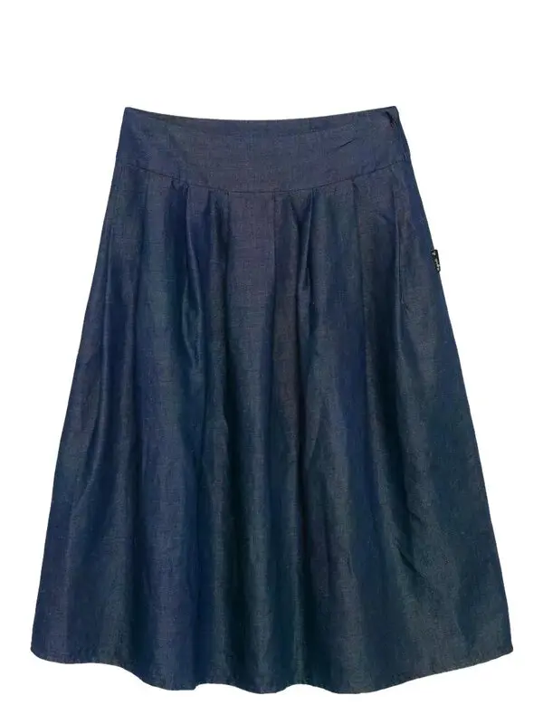 AGNÈS B. Denim Pleated A-line Skirt - Blue