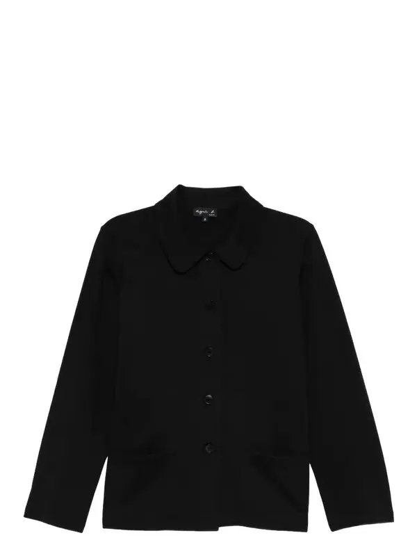 AGNES B. Collared Buttoned Jacket - Black