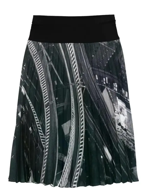 AGNES B. Bacoli Digital Photo Skirt - Black