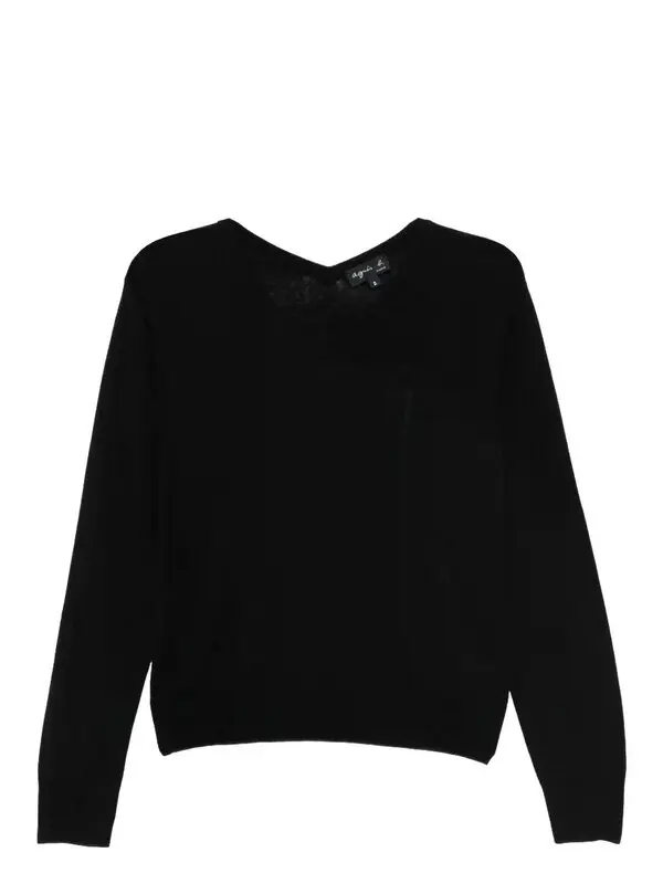 AGNES B. V-neck Jumper - Black