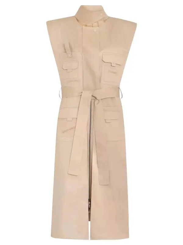 GLORIA COELHO Belted Sleeveless Dress - Neutrals