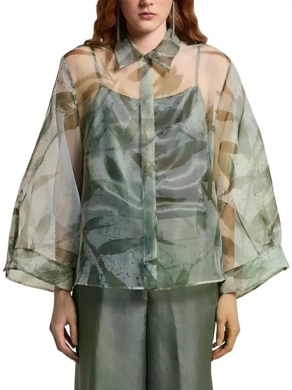 Peserico Floral Print Button-up Shirt - Green