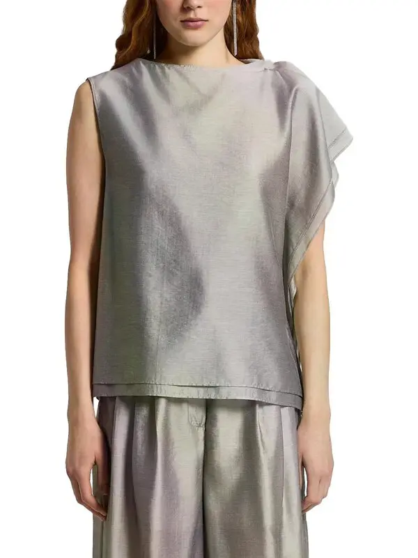 Peserico Sleeveless Ruffled Top - Grey