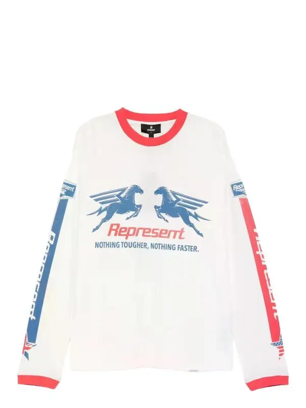 REPRESENT Graphic-print Long-sleeved T-shirt - Neutrals