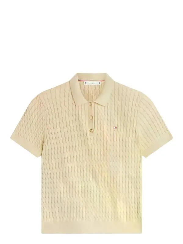 Tommy Hilfiger Cable-knit Polo Shirt - Neutrals