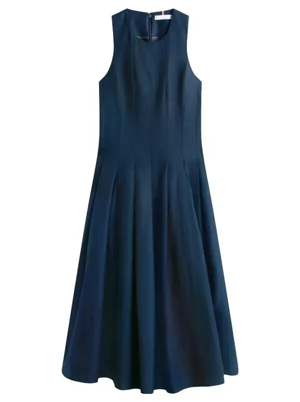 Tommy Hilfiger Pleated A-line Midi Dress - Blue
