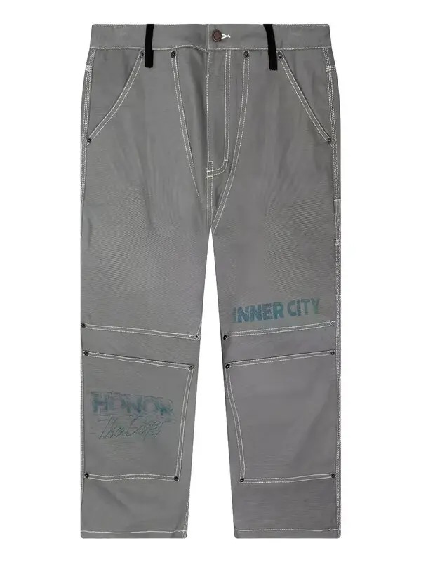 HONOR THE GIFT Logo-print Cropped Trousers - Grey