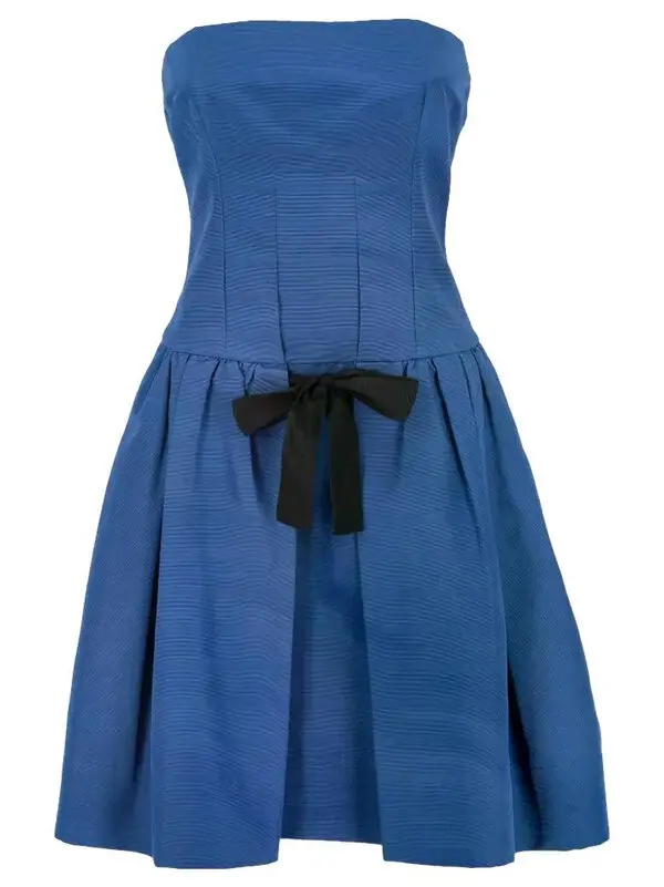 See By Chloé Strapless Bow Mini Dress - Blue