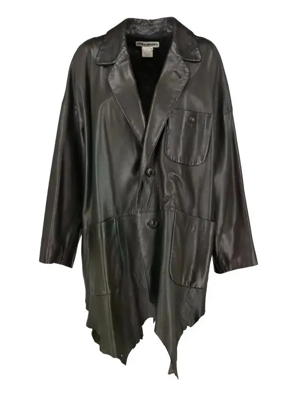 Issey Miyake Button Leather Jacket - Black
