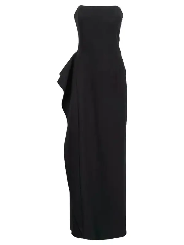 JIL SANDER Strapless Ruffle Maxi Dress - Black