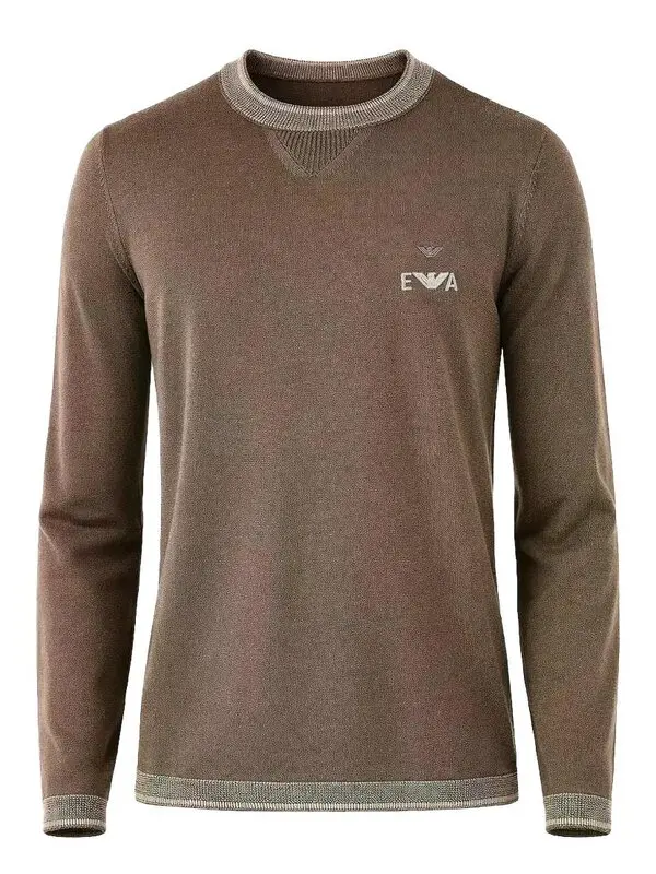 Emporio Armani Logo Crew-neck Sweater - Brown
