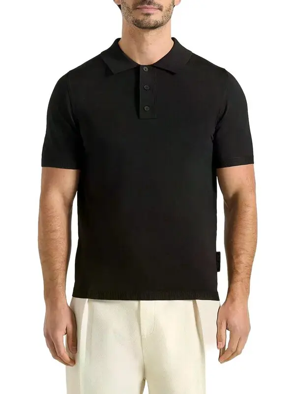 Manière De Voir Bryn Ribbed Polo Shirt - Black