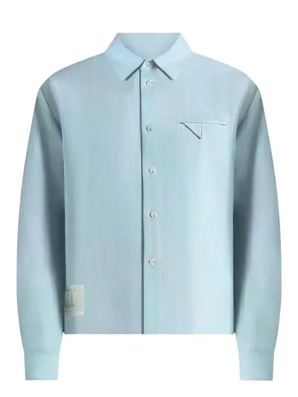 Manière De Voir Arlo Pinstripe Pocket Long-sleeve Shirt - Blue