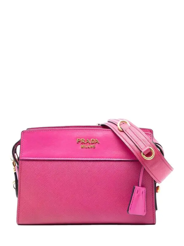 Prada Saffiano And City Calf Esplanade Crossbody Bag - Pink